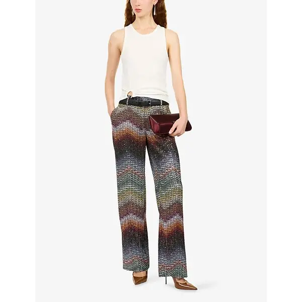 Missoni Embellished Straight-leg Knitted Trousers