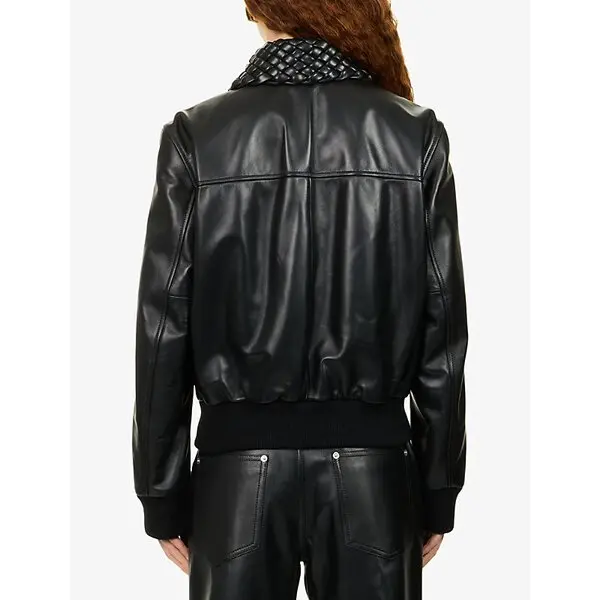 Bottega Veneta Padded Fluid Intrecciato Collar Leather Blouson Jacket