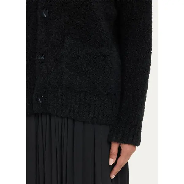 STUDENBURG Camel Slub Boucle Pocket V-neck Cardigan
