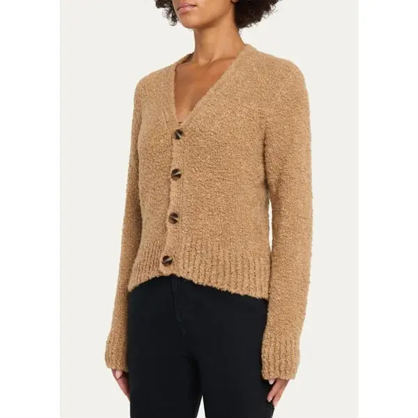 STUDENBURG Camel Slub Boucle V-neck Cardigan