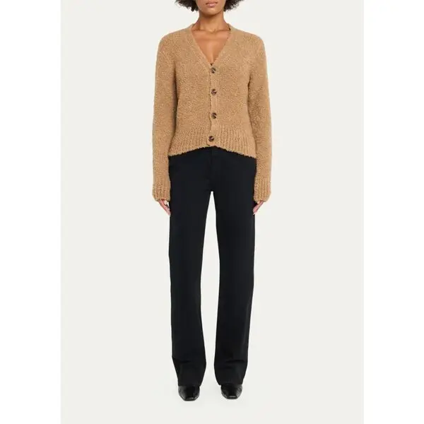 STUDENBURG Camel Slub Boucle V-neck Cardigan