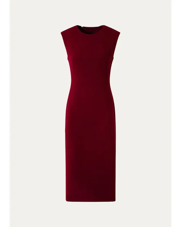 Akris Sleeveless Wool Crepe Double-face Zip Slit Midi Dress