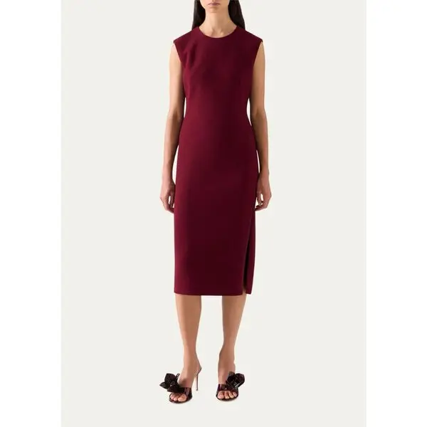 Akris Sleeveless Wool Crepe Double-face Zip Slit Midi Dress