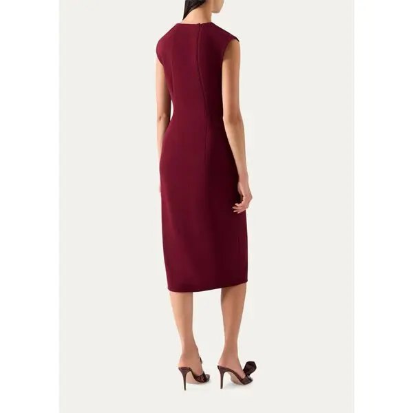 Akris Sleeveless Wool Crepe Double-face Zip Slit Midi Dress