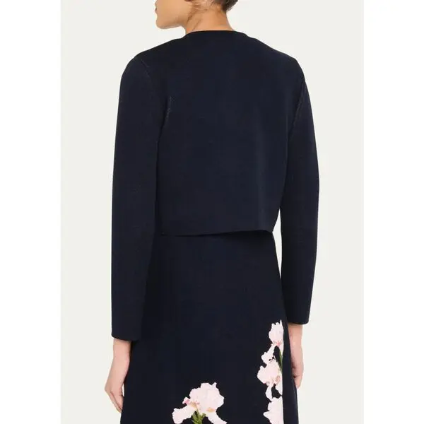 Oscar De La Renta Iris Knit Jacquard Crop Cardigan