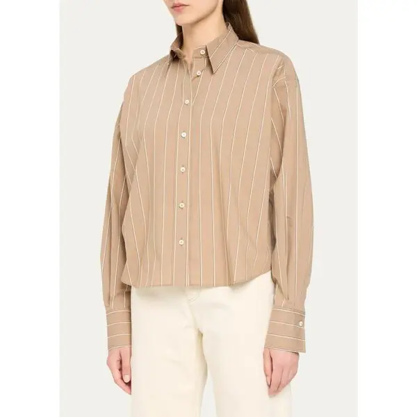 Brunello Cucinelli Triple Stripe Techno Cotton Long-sleeve Button-down Shirt