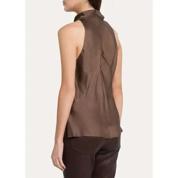 Brunello Cucinelli Fluid Silk Satin Cowl Halter Top