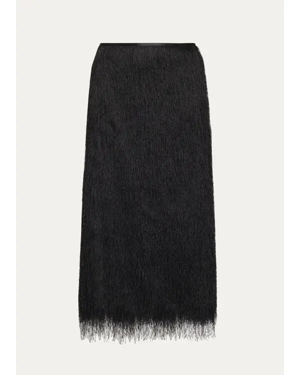 A.L.C. Phoebe Fringed Midi Skirt - Black