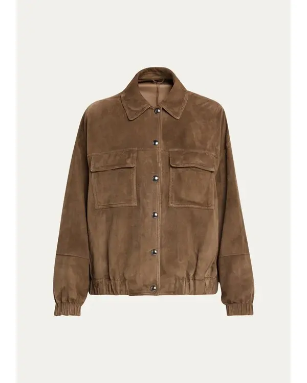 Brunello Cucinelli Couture Suede Collared Jacket