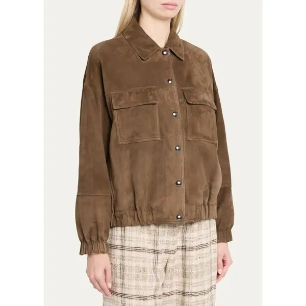 Brunello Cucinelli Couture Suede Collared Jacket