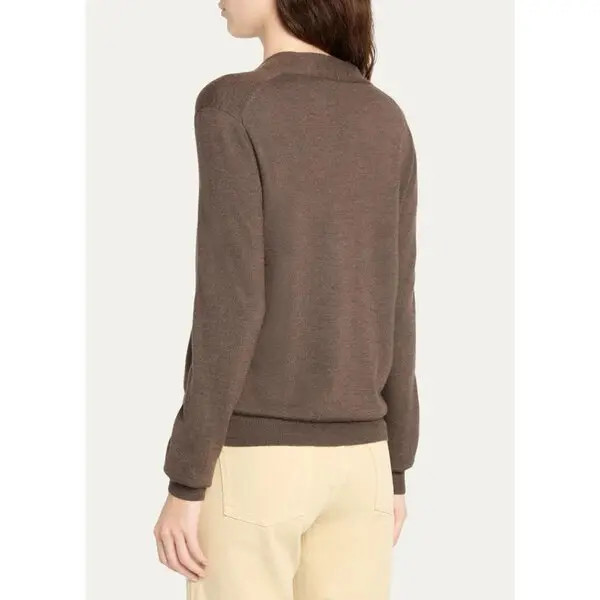 THE ROW Piro Cashmere-silk Fine Knit V-neck Sweater - Nut Brown