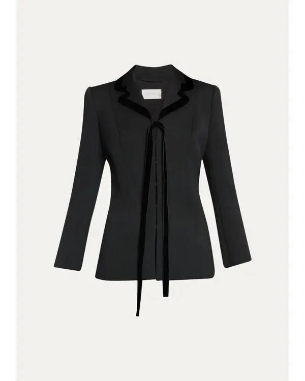 THE ROW Celinde Velvet-trim Stretch Wool Single-breasted Jacket