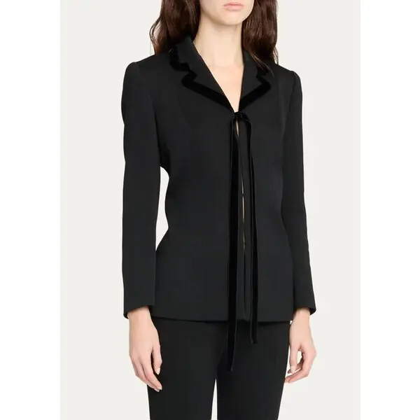 THE ROW Celinde Velvet-trim Stretch Wool Single-breasted Jacket