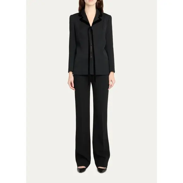 THE ROW Celinde Velvet-trim Stretch Wool Single-breasted Jacket