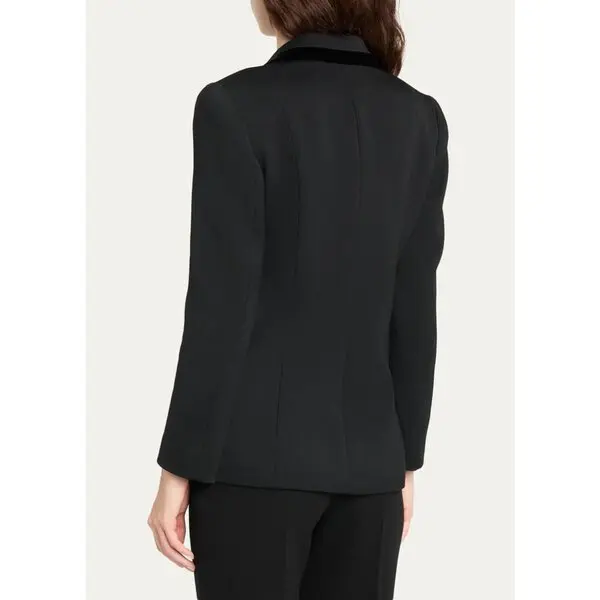 THE ROW Celinde Velvet-trim Stretch Wool Single-breasted Jacket