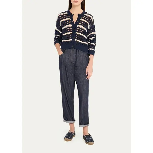 Brunello Cucinelli Double-pinstripe Denim Espadrilles
