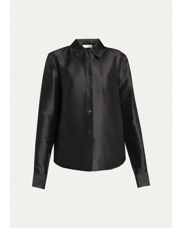 THE ROW Katune Silk Mikado Button-down Shirt