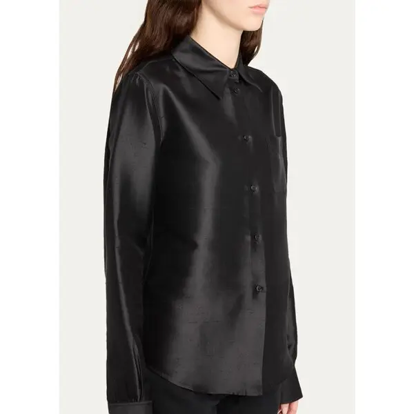 THE ROW Katune Silk Mikado Button-down Shirt