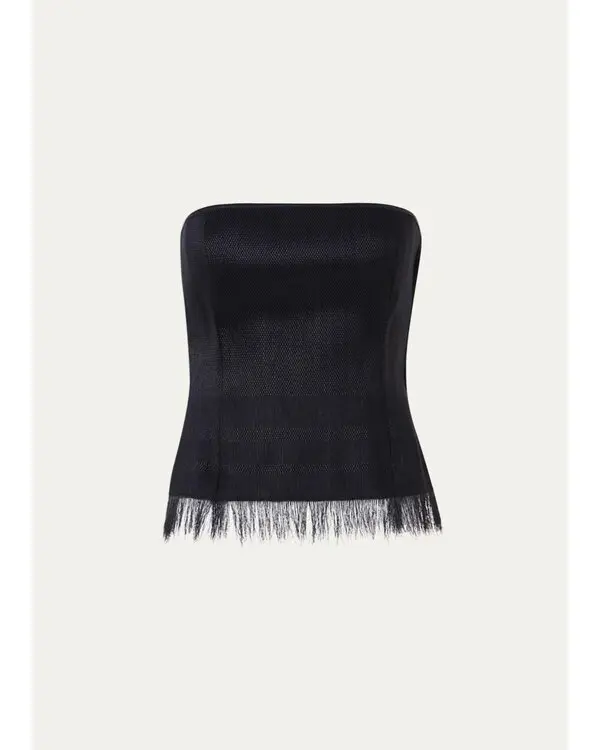 Akris Strapless Horsehair Fringe Bustier Top - Black