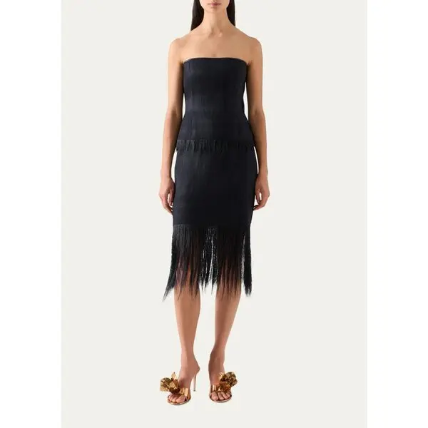 Akris Strapless Horsehair Fringe Bustier Top