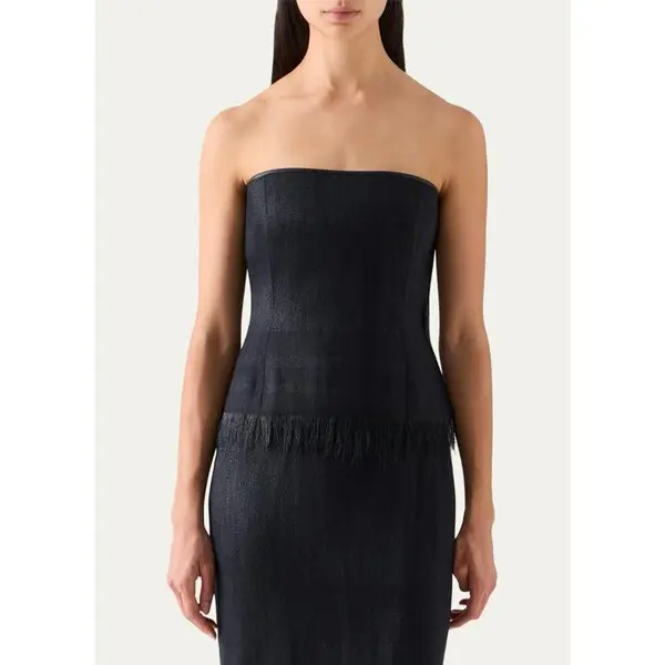Akris Strapless Horsehair Fringe Bustier Top