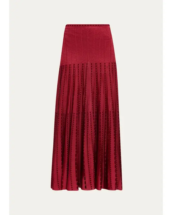 Ulla Johnson Lilah Eyelet Degrade Midi Skirt - Garnet