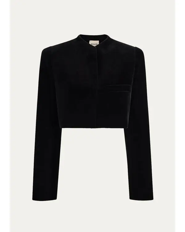 Khaite Samo Velvet Single-breasted Crop Jacket