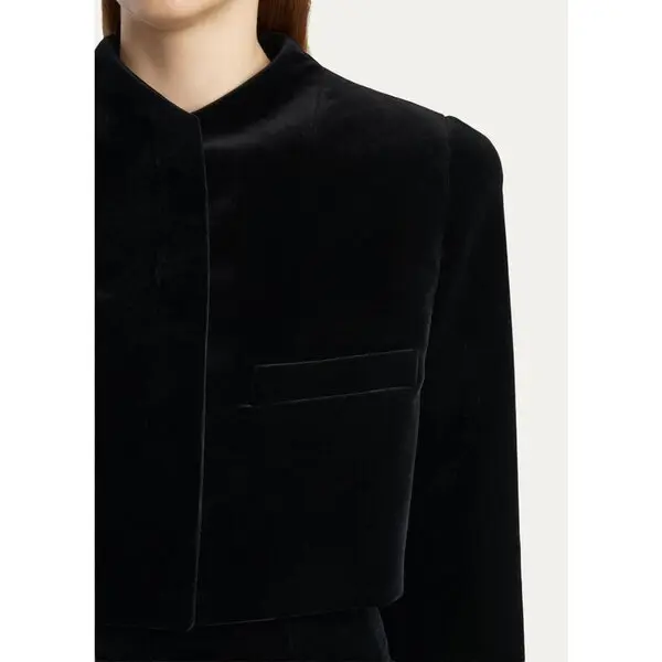 Khaite Samo Velvet Single-breasted Crop Jacket