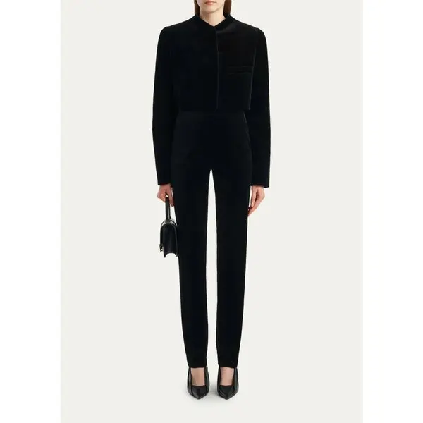 Khaite Samo Velvet Single-breasted Crop Jacket