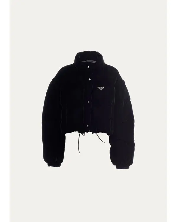 Prada Velvet Detachable-sleeve Down Jacket