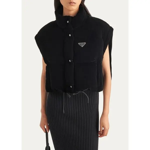 Prada Velvet Detachable-sleeve Down Jacket