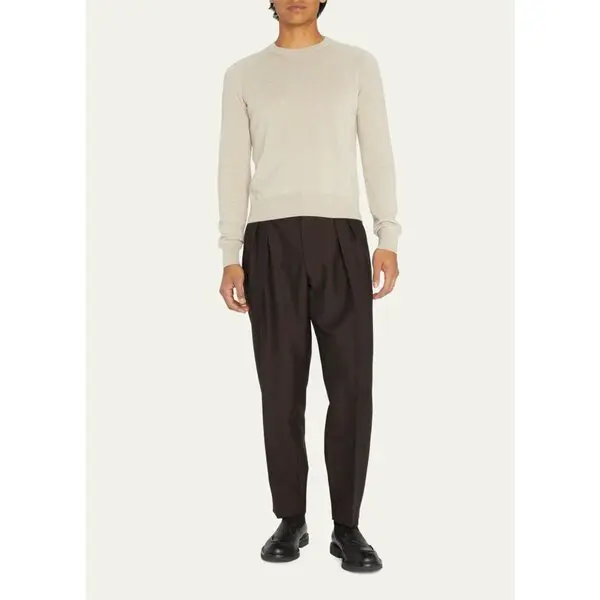 THE ROW Benji Crewneck Cashmere Sweater - Limestone