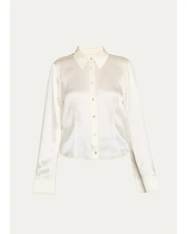 Cinq À Sept Bow Petra Silk Button-front Top - Ivory