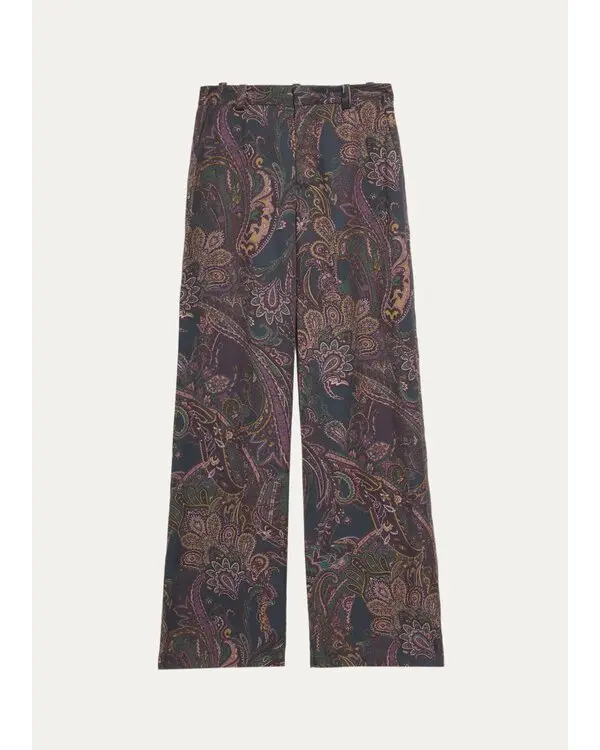 L'AGENCE Livvy Paisley High-rise Straight-leg Trousers