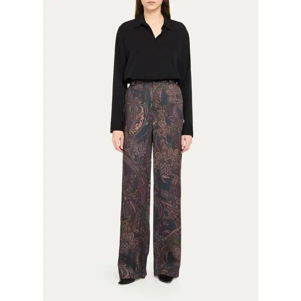 L'AGENCE Livvy Paisley High-rise Straight-leg Trousers