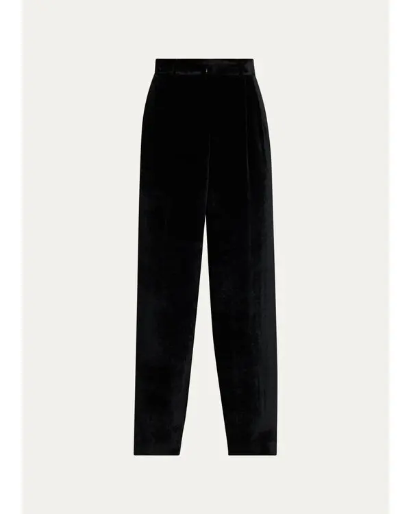 Stella McCartney Pleated Velvet Straight-leg Pants
