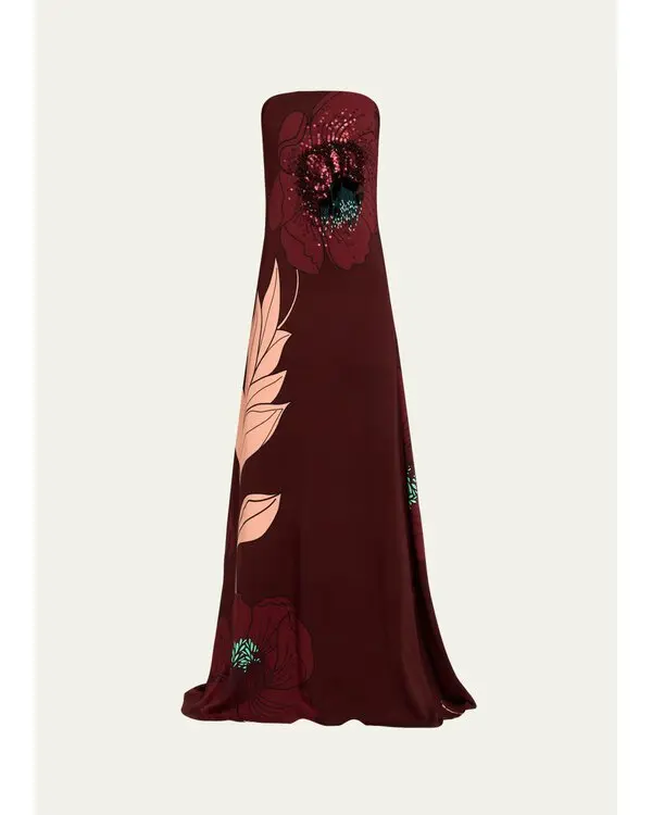 Johanna Ortiz Petals Sequined Silk Maxi Dress