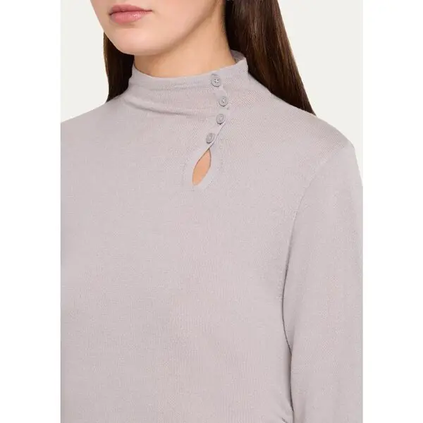 Helmut Lang Asymmetric Button Mock-neck Knit Top