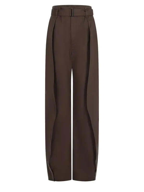 LEMAIRE Pantalone Barrel In Misto Twill Di Cotone - Brown