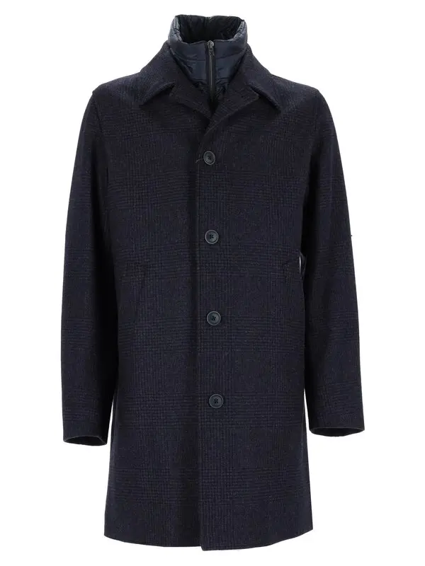 Herno Cappotto In Lana Con Pettorina - Blue
