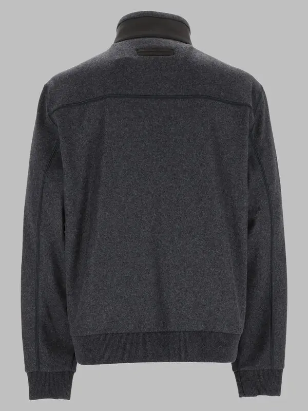 Zegna Felpa In Cashmere Misto Lana Con Zip