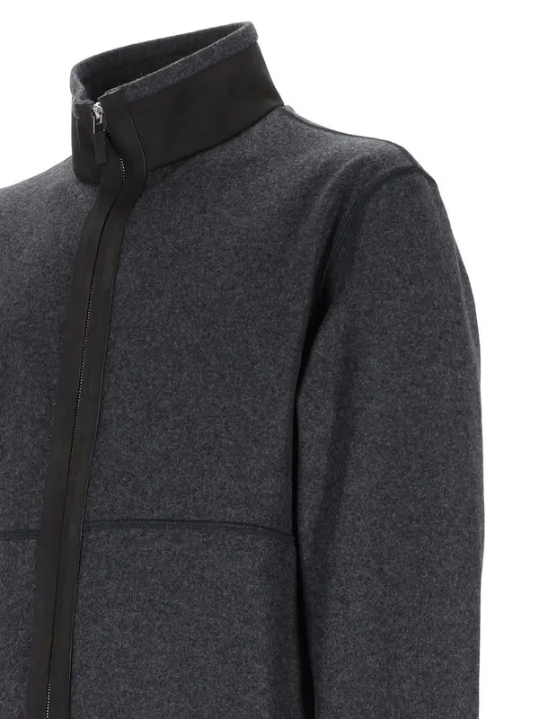 Zegna Felpa In Cashmere Misto Lana Con Zip
