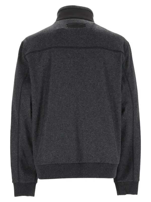 Zegna Felpa In Cashmere Misto Lana Con Zip