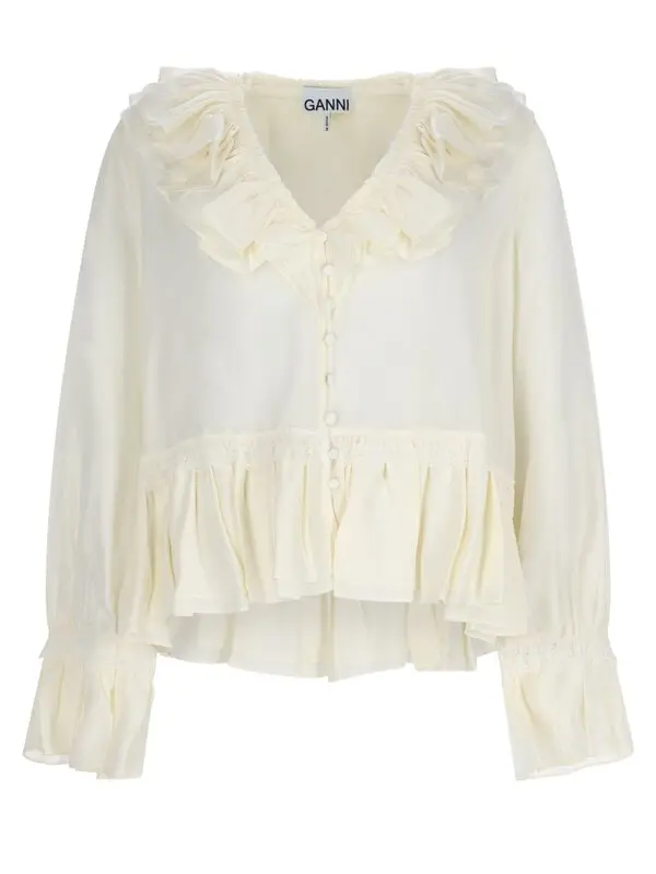 GANNI Blusa Con Balze