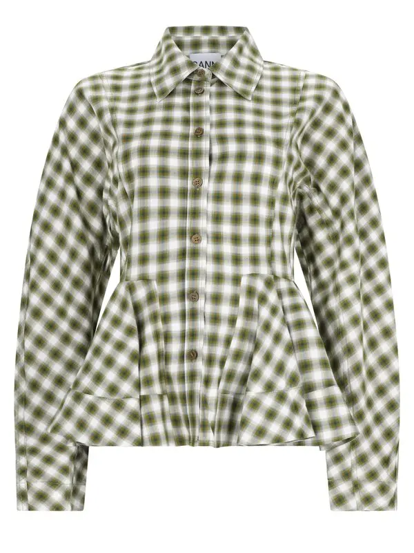 GANNI Camicia In Flanella A Quadri - Grey