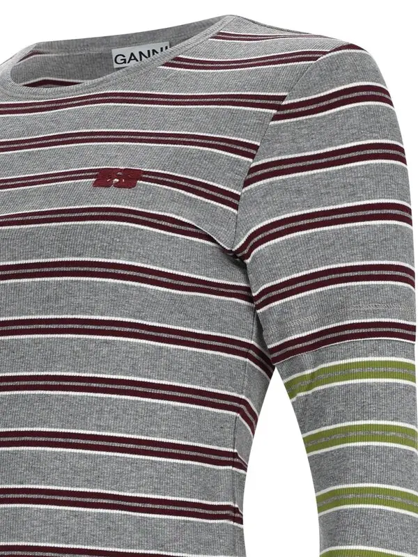 GANNI T-shirt Layered In Cotone