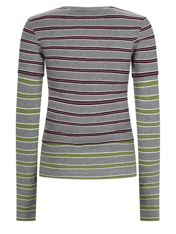 GANNI T-shirt Layered In Cotone
