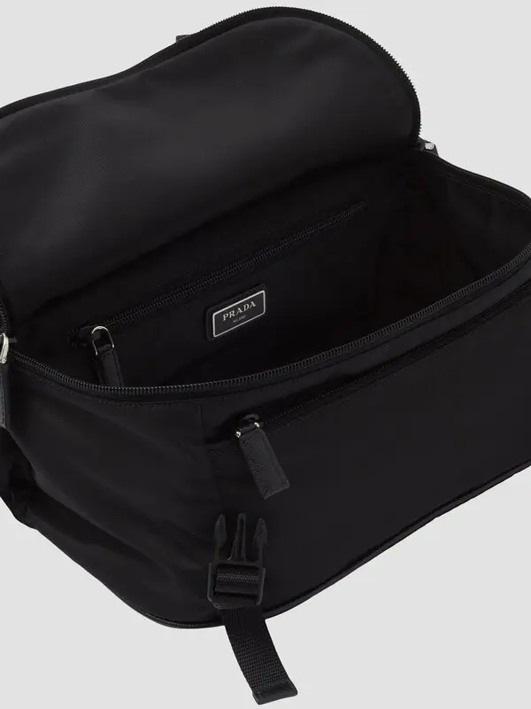 Prada Re-nylon And Saffiano Leather Shoulder Bag - Black