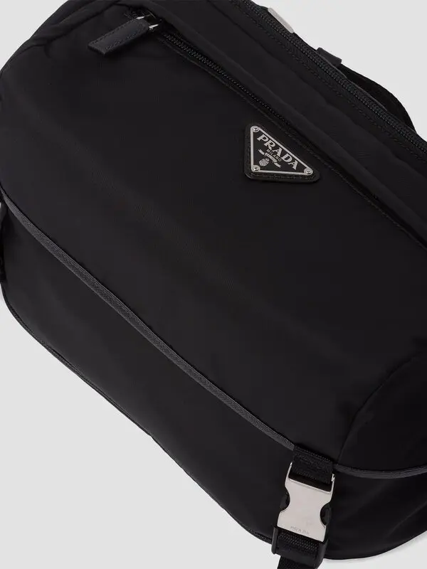 Prada Re-nylon And Saffiano Leather Shoulder Bag - Black
