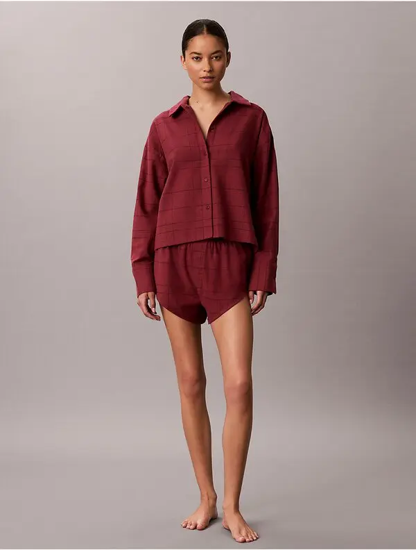 Calvin Klein Flannel Sleep Shorts - Red
